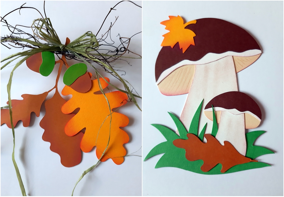 Waldpilze mit Eichenblätter – Eine Idee aus der Buntpapierwelt Waldpilze mit Eichenblätter – Eine Idee aus der Buntpapierwelt