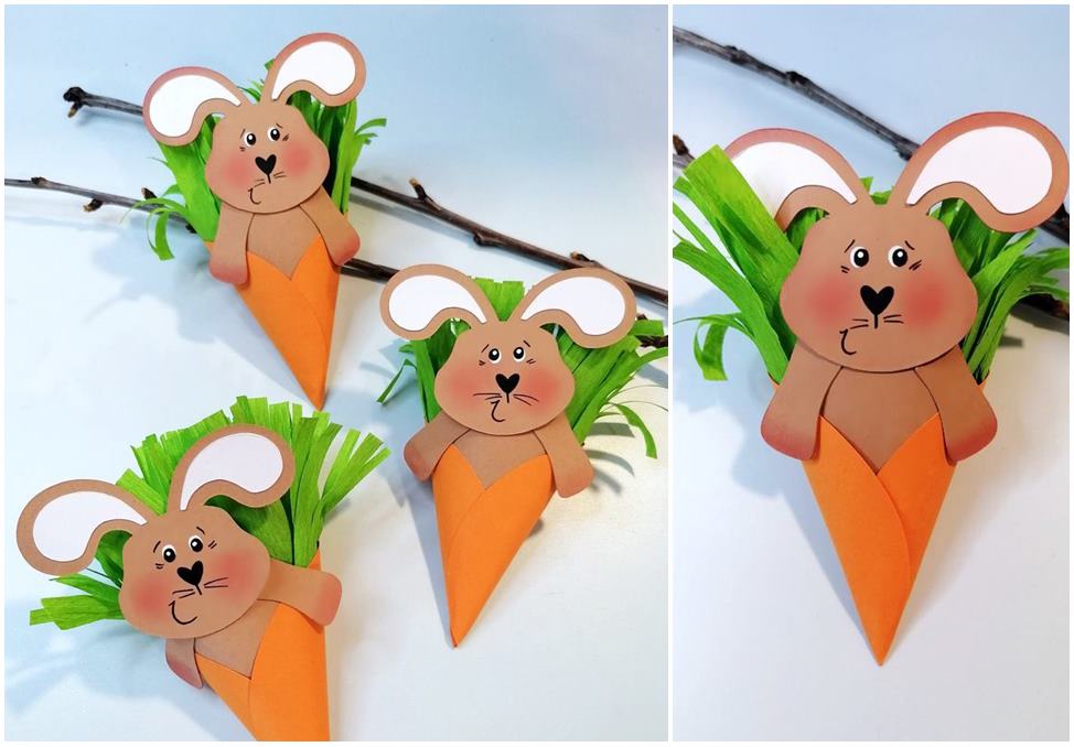 Osterdeko mit lustigen Möhren zum Selberbasteln